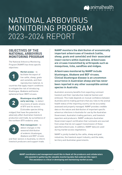 National Arbovirus Monitoring Program (NAMP) - Animal Health Australia